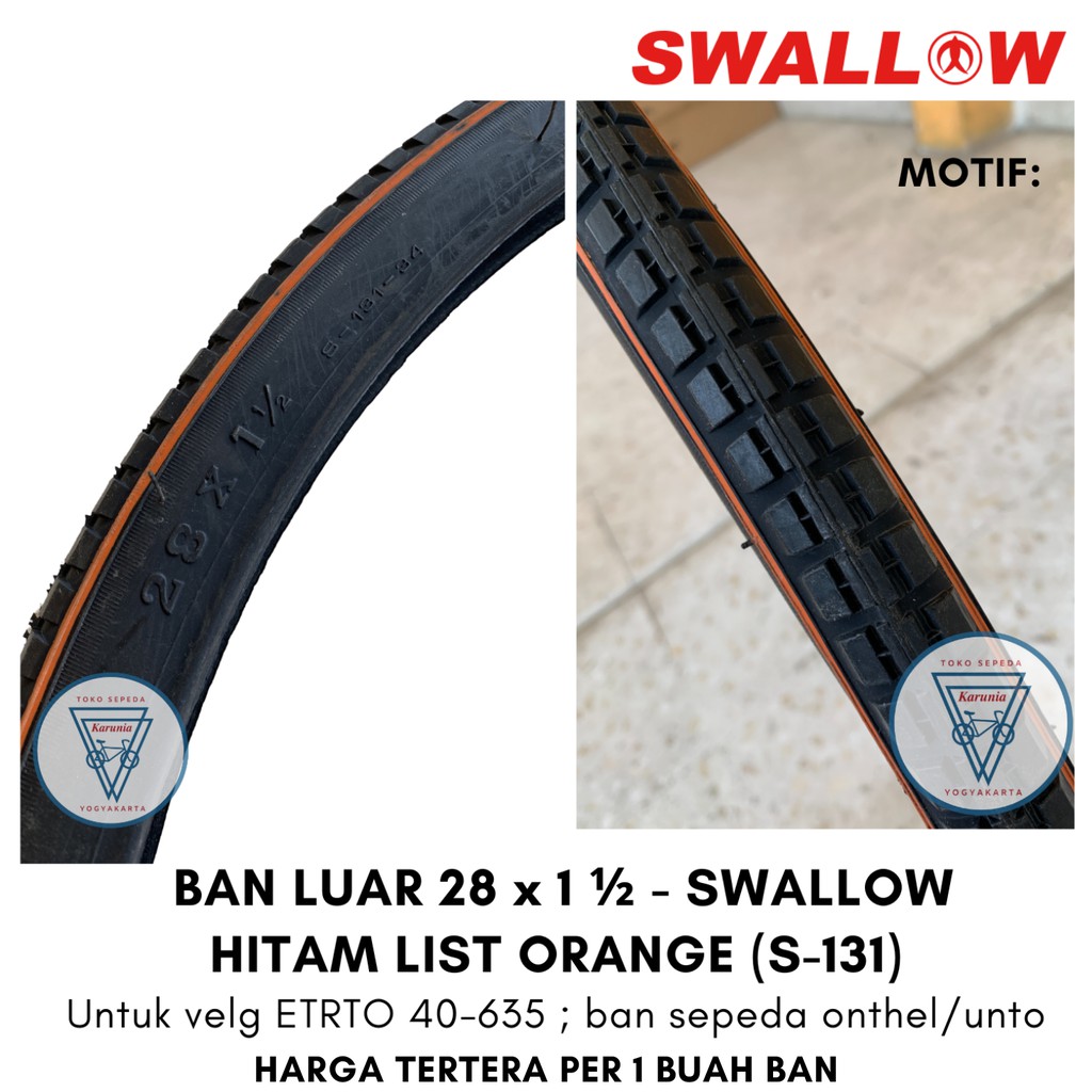 Jual Ban Luar Swallow 28 x 1 1/2 Sepeda Onthel Ontel Unto | Shopee Indonesia