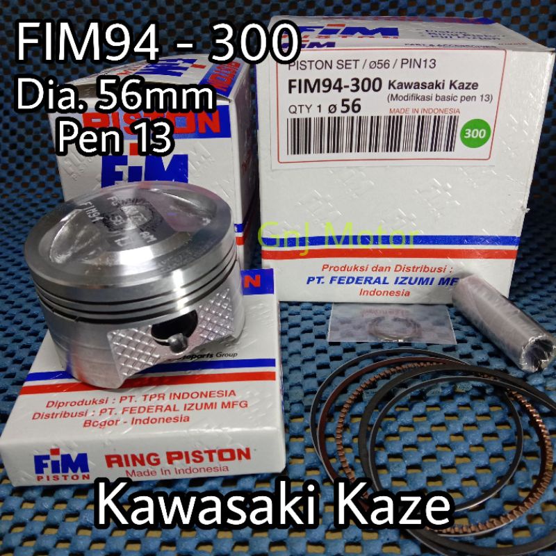 Jual Seher piston set Fim kawazaki kaze, blitz joy pin 13 Os 300 dm 56 ...