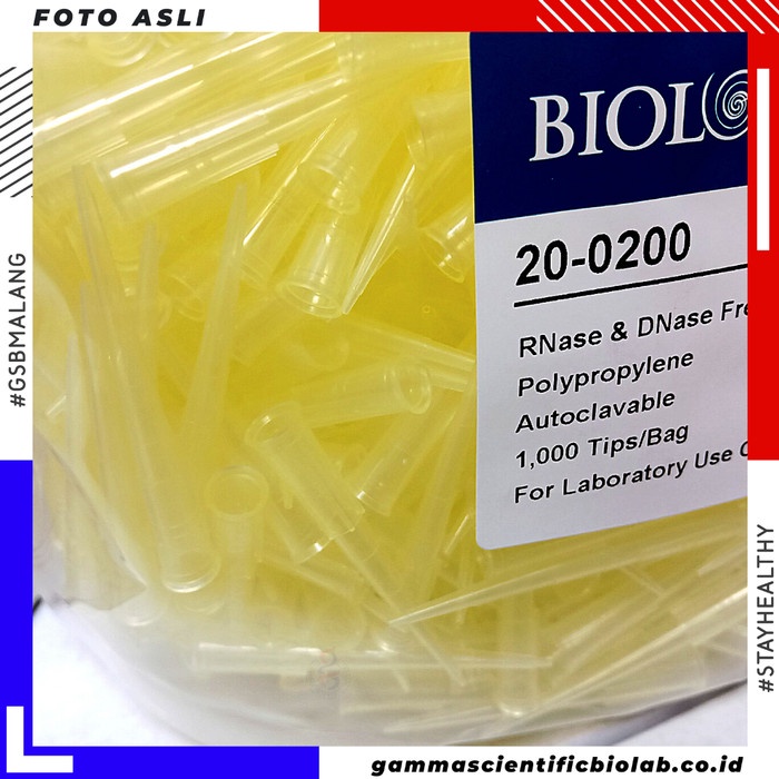 Jual Yellow Tips, 200μL Pipet Tips 1000pcs/pack BIOLOGIX 20-0200 ...