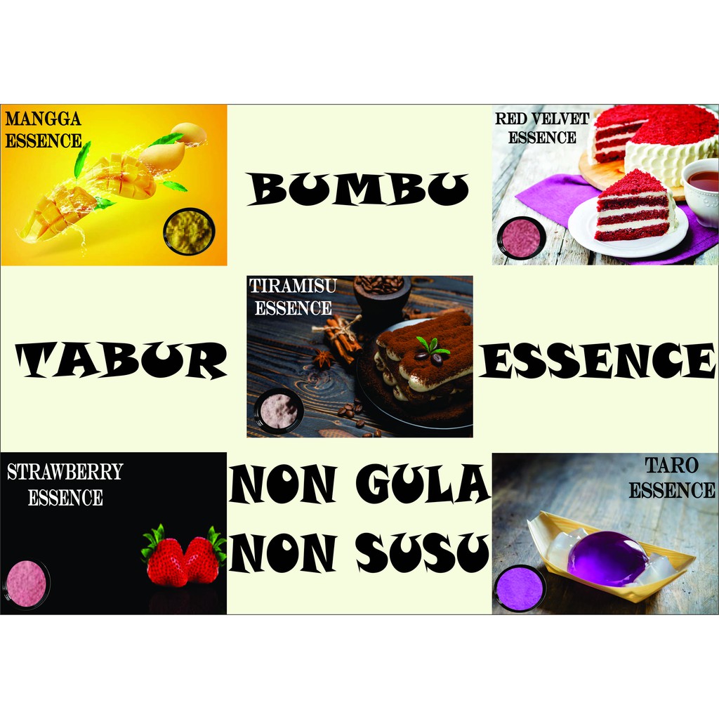Jual BUBUK ESSENCE TERBAIK MANGGA RED VELVET STRAWBERRY TARO TIRAMISU ...