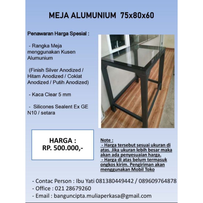 Jual Meja Alumunium dan Kaca Ukuran 75x80x60 | Shopee Indonesia