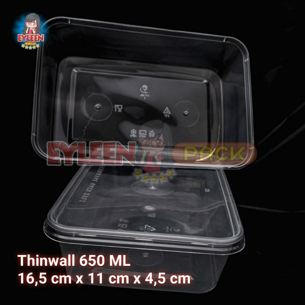 Jual Thinwall 650 ml | Rectangle Food Container | Kotak Makan Plastik @25pcs | Shopee Indonesia