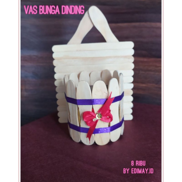 Jual Vas Bunga Dinding / Vas Bunga Pendek dari Stick Es krim / Prakarya ...