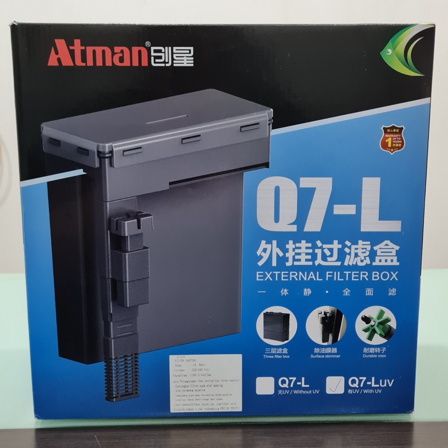 Jual ATMAN Q7-L UV filter gantung dengan UV / hang on filter UV ...
