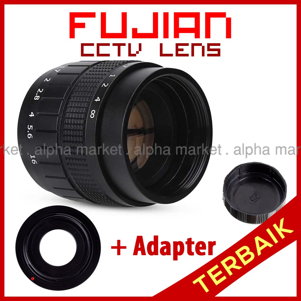 Jual NEW Lensa Fix Bokeh Fujian CCTV Lens 35mm f1.7 Adapter Adaptor ke ...