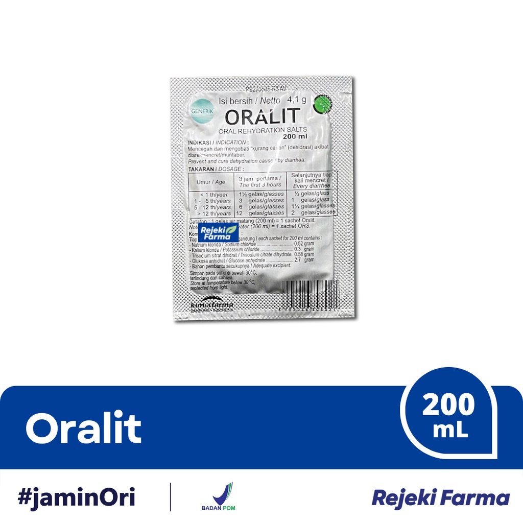 Jual Oralit 1 Sachet 200 mL Kimia Farma KF - Larutan Gula Garam untuk ...