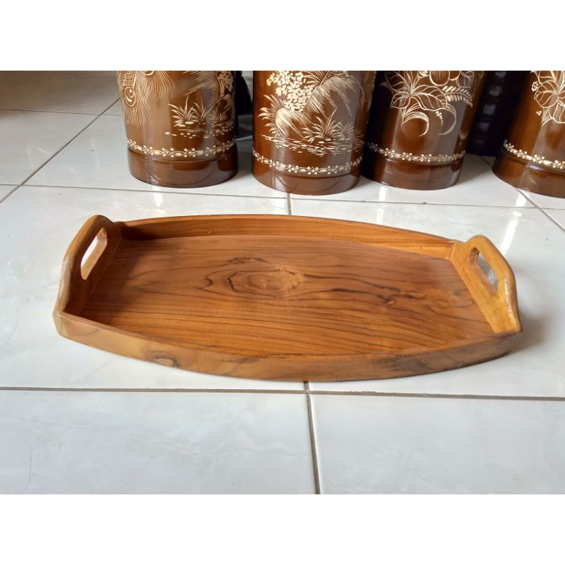 Jual baki kayu jati / nampan kayu jati / trai kayu jati | Shopee Indonesia
