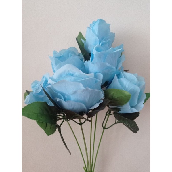 Jual Bunga Mawar Rose Jepang Biru Muda K6 Kain Plastik Imitasi Palsu ...