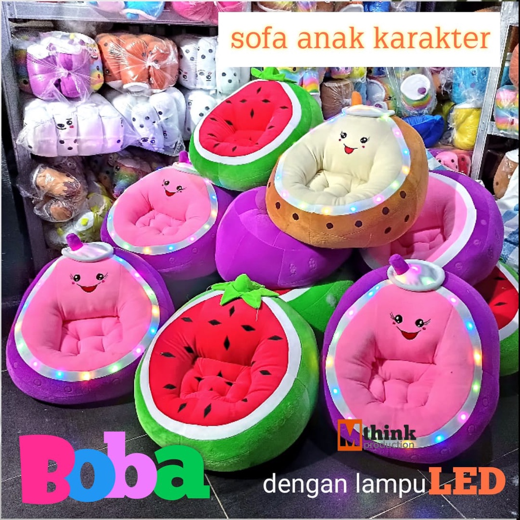 Jual Sofa boba sofa anak karakter boneka boba label SNI dengan lampu ...