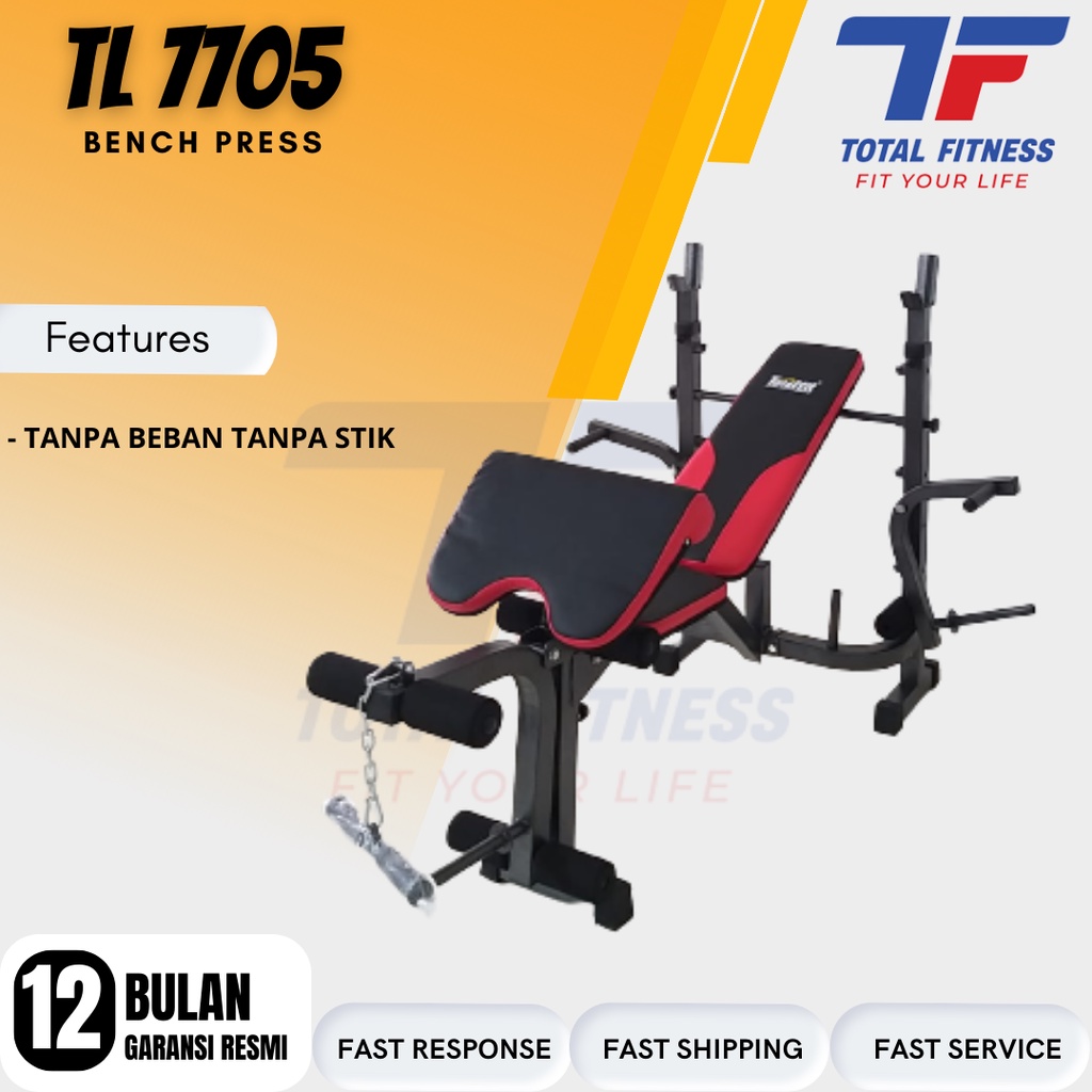 Jual Total Fitness Bench Press TL 7705 Tanpa Beban Tanpa Stik Surabaya ...