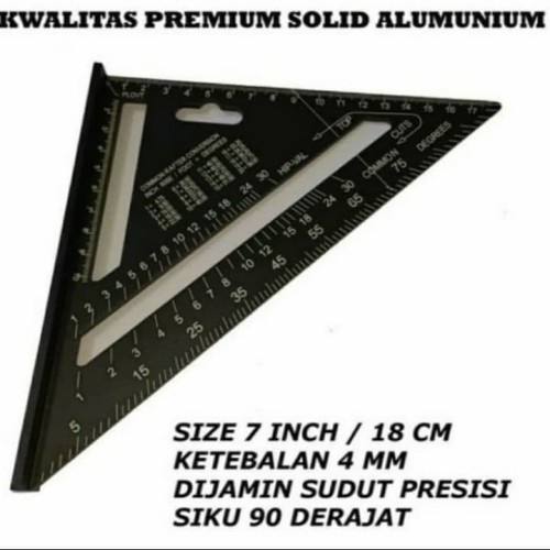 Jual Penggaris siku tukang segitiga multi fungsi - Hitam speed square 7 ...