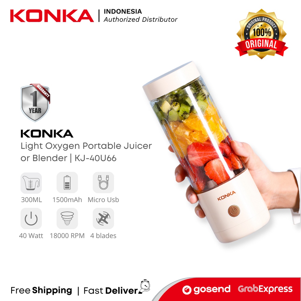 Jual KONKA Blender Portable Juicer Wireless 4 Blades 300ml - KJ-40U66 | Shopee Indonesia