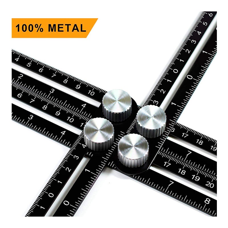 Jual Pre Order Black Aluminum Alloy Four-Sided Ruler Measuring ...