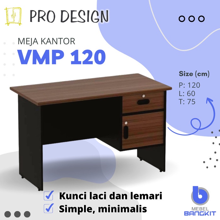 Jual PRODESIGN Meja Kantor /Belajar VMP 120 (Kayu, laci dan rak kunci ...