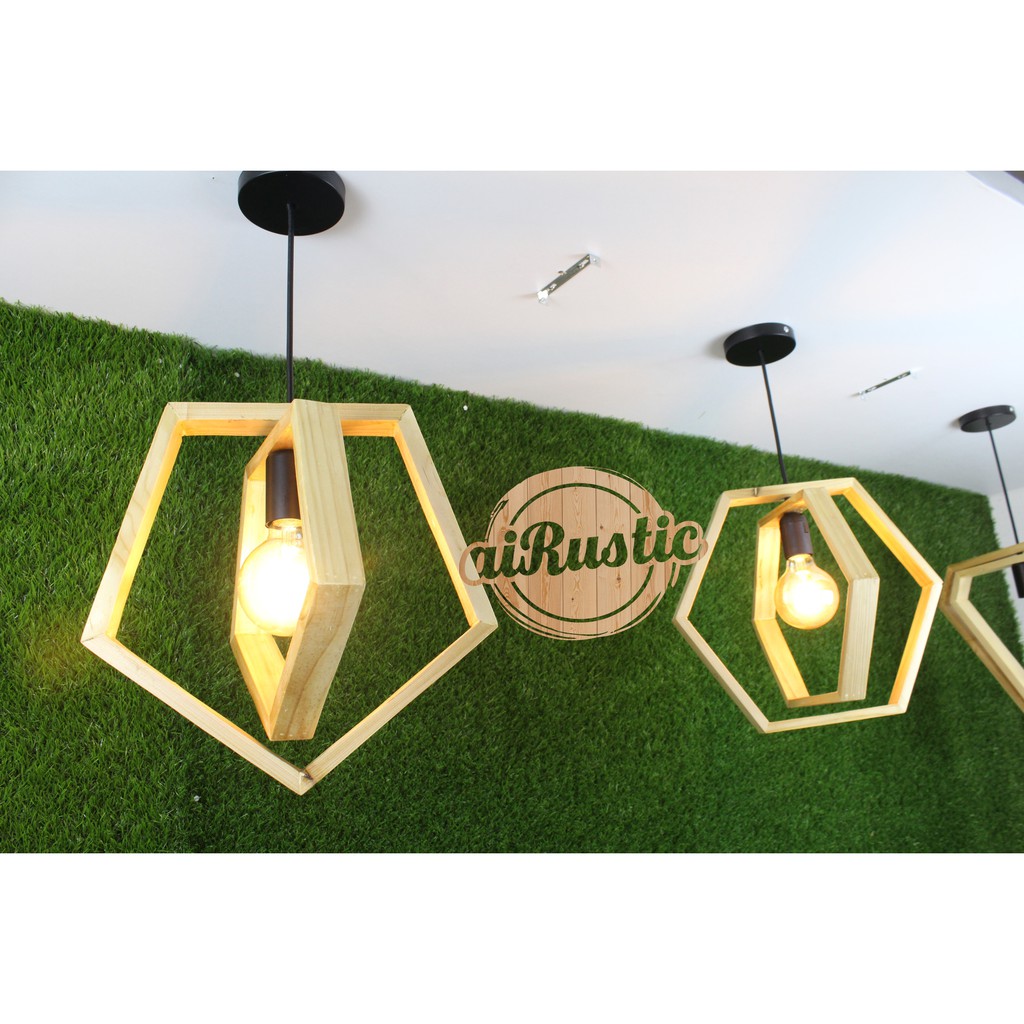 Jual Paket Lengkap | Kap lampu gantung Dua Lapis Rustic kayu jati ...