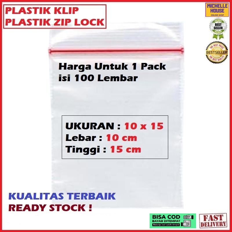 Jual plastik klip 10 x 15 plastik zip lock 10cm x 15cm 1 pack 100 pcs ...