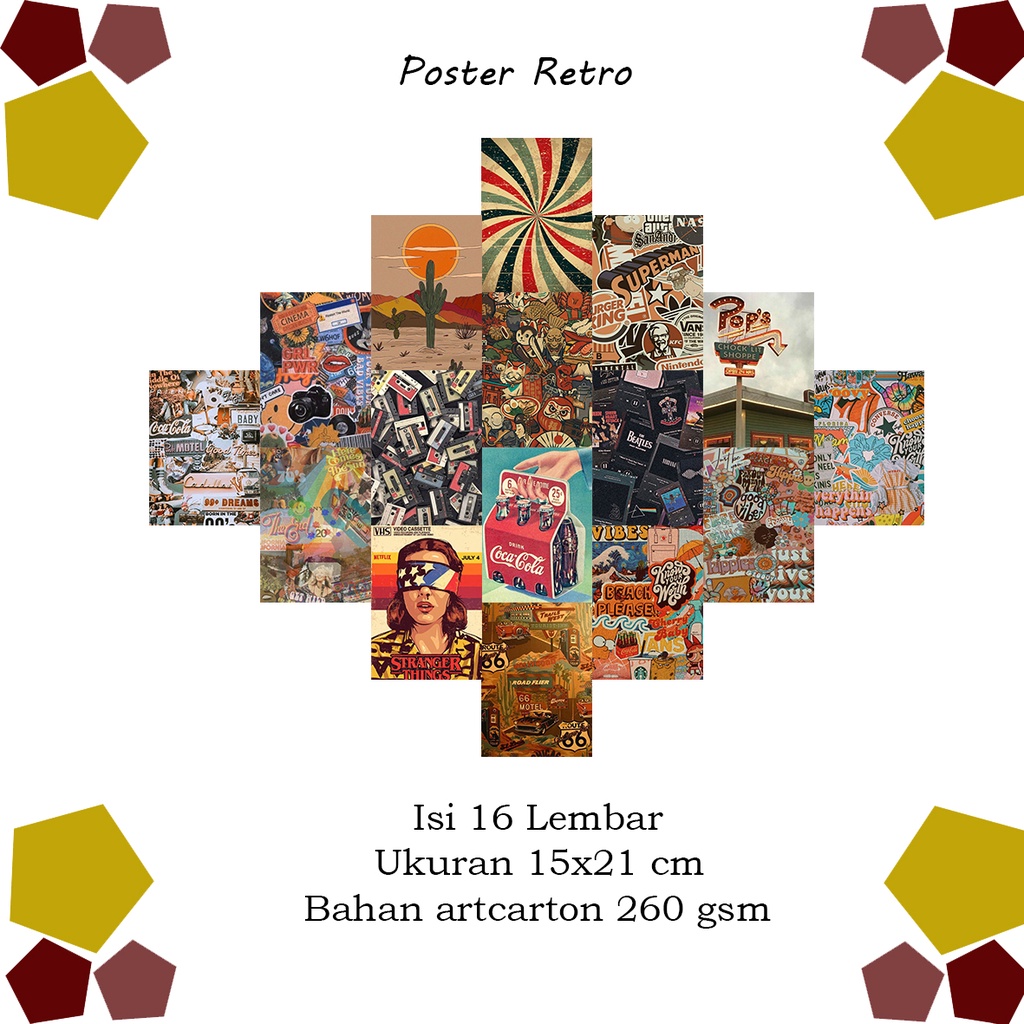 Jual Poster Dinding Aesthetic | Poster Kamar Aesthetic Retro series isi ...