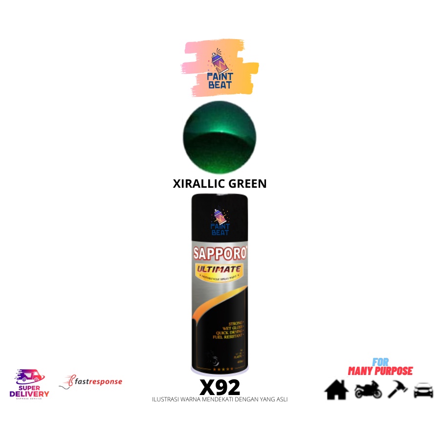 Jual Sapporo Ultimate X92 Xirallic Green / Cat Spray Semprot Aerosol ...