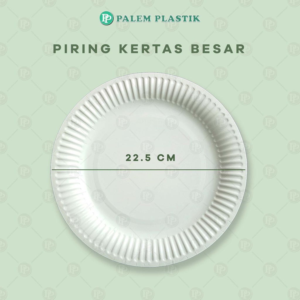 Jual [TERMURAH] PIRING KERTAS / PAPER PLATE PUTIH BESAR 22,5 cm (isi 20 pcs) Piring Kertas ...