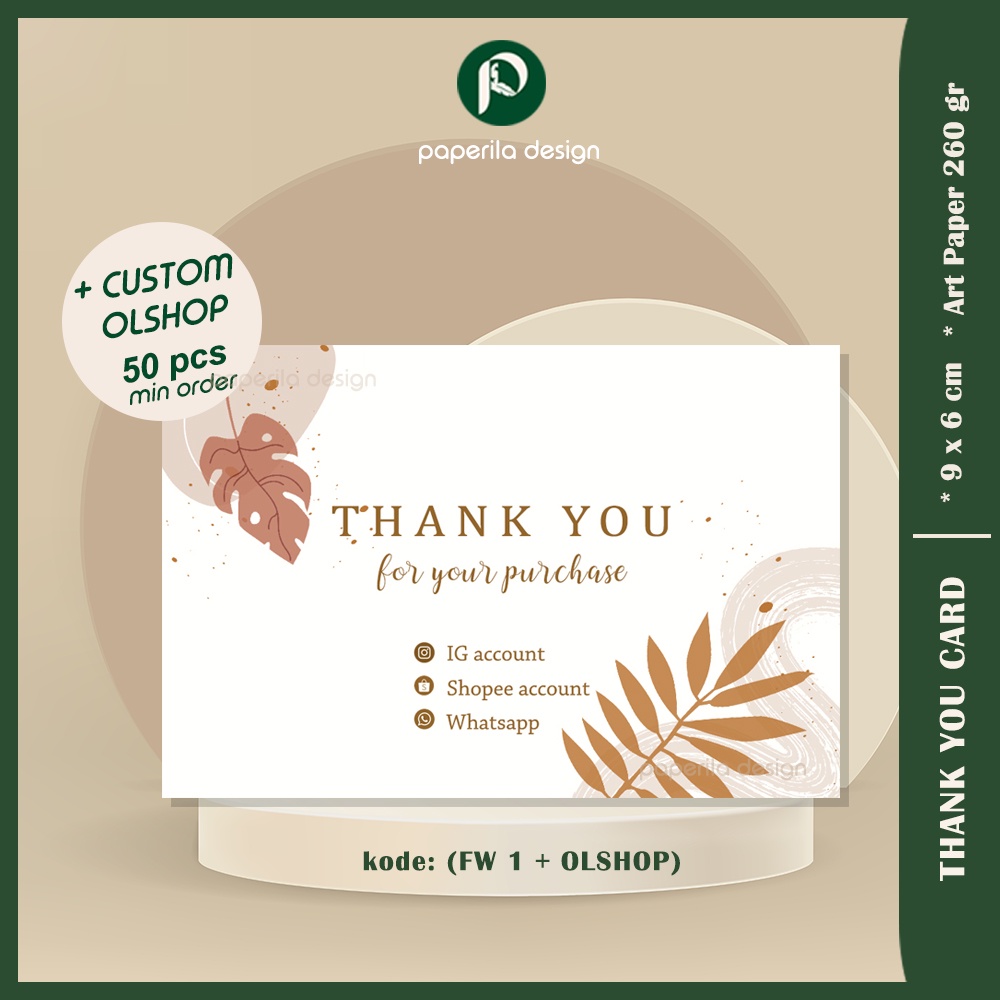 Jual Thank You Card | Thanks Card | Kartu Ucapan Terima Kasih | Custom Kartu | FLOWERY EDITION ...