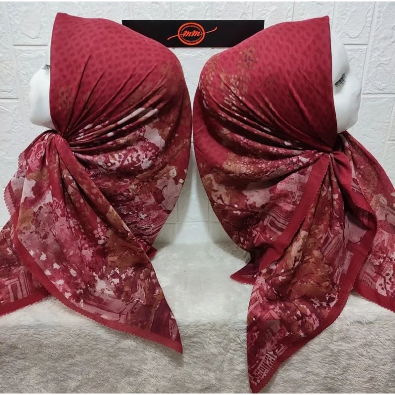 Jual HIJAB SEGI EMPAT VOAL MOTIF NEW YORK MERAH CABE KERUDUNG JILBAB ...