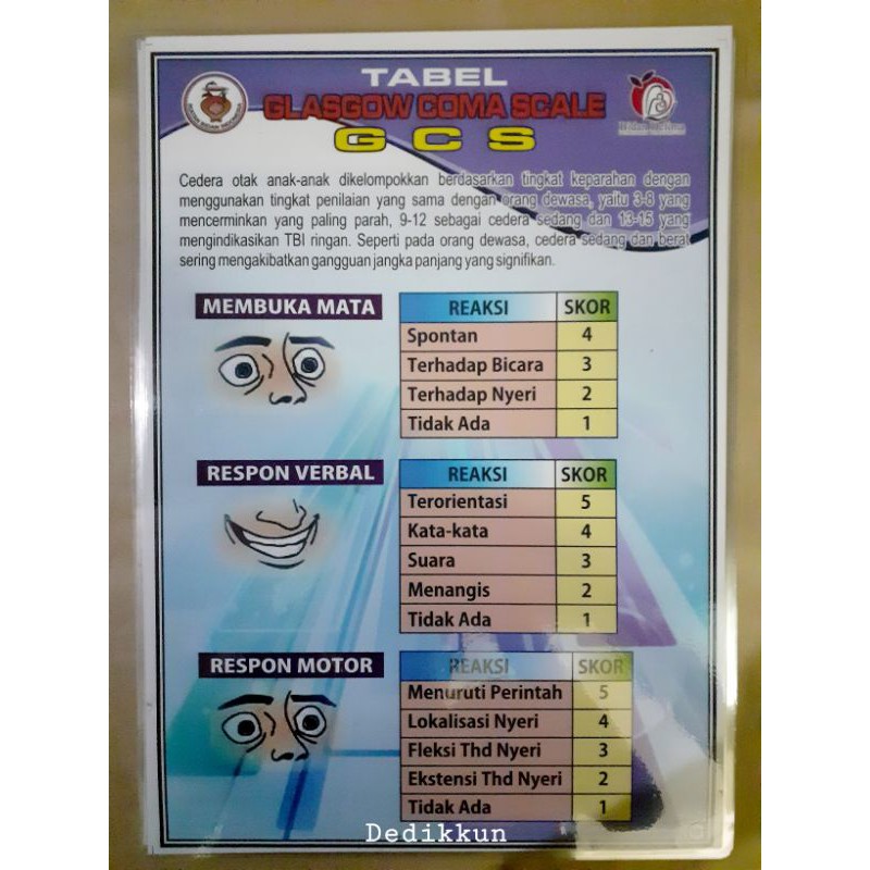 Jual (101) POSTER TABEL GCS (GLASGOW COMA SCALE) | Shopee Indonesia