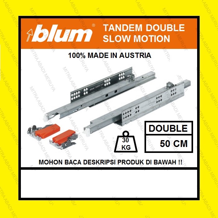 Jual Rel Tandem BLUM 50 cm Double Extension Rel Laci BLUM Rel BLUM serpon | Shopee Indonesia