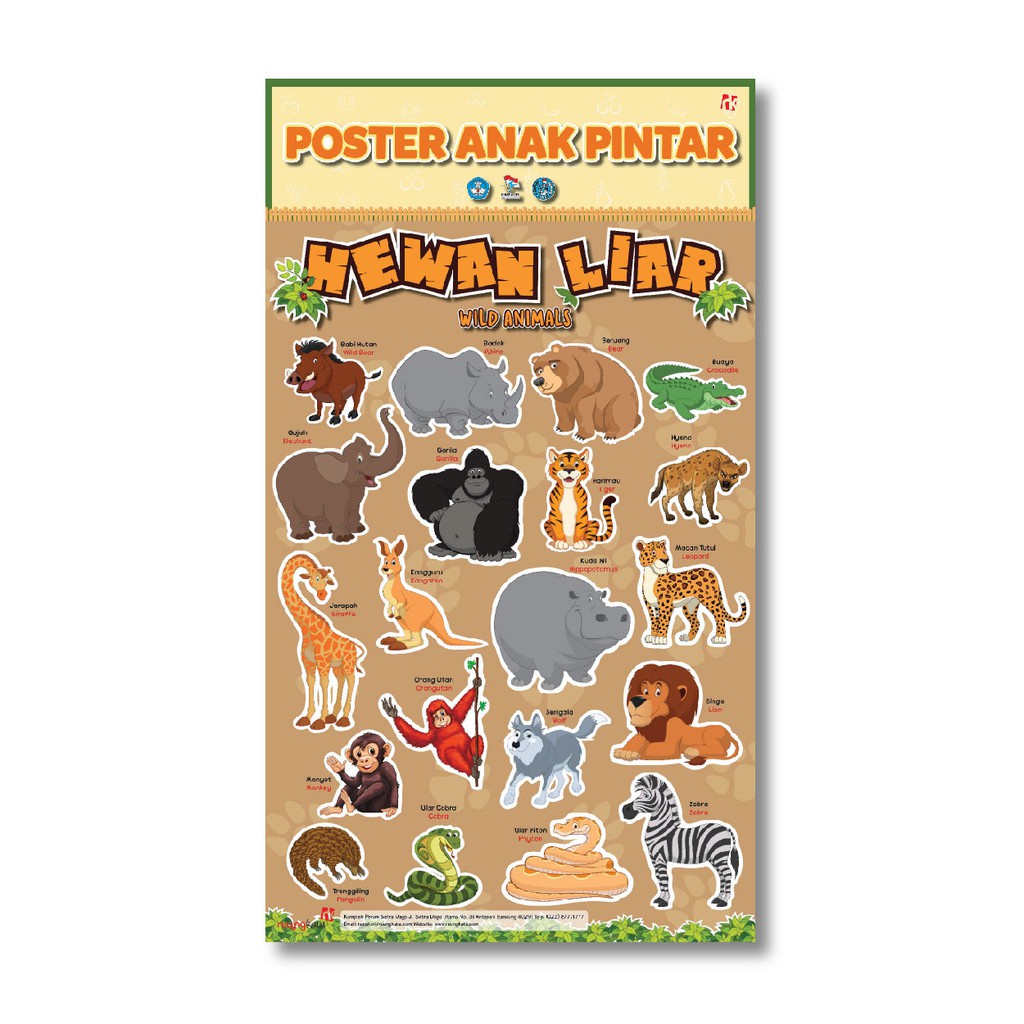 Jual POSTER ANAK PINTAR HEWAN LIAR =Original Ruang Kata- | Shopee Indonesia