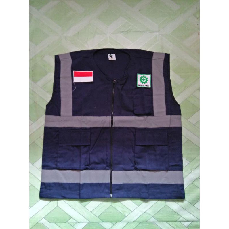 Jual rompi safety bahan drill + logo k3 & merah putih | Shopee Indonesia