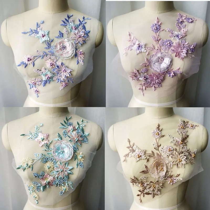 Jual WY007 Wedding lace bordir bunga 3d renda bordir embroidery patch ...