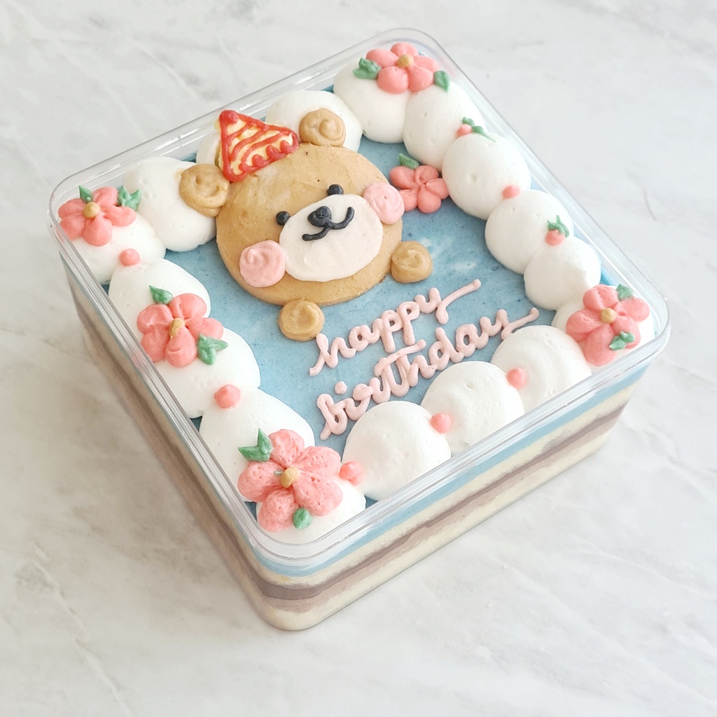 Jual Korean dessert box / cake box beruang ulang tahun | Shopee Indonesia