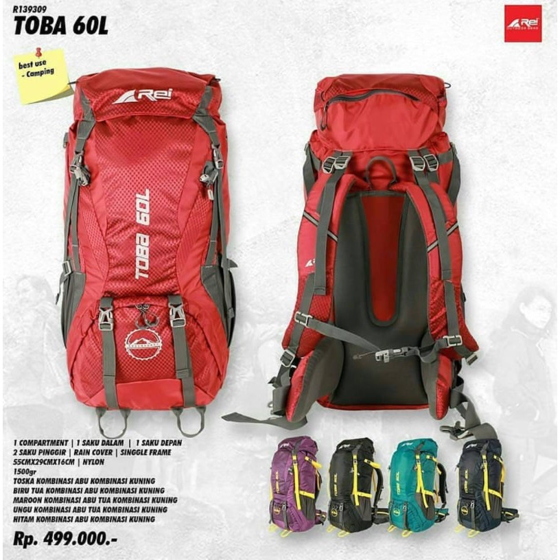 Jual TAS GUNUNG / CARRIER REI TOBA 60L ORIGINAL KEREN | Shopee Indonesia
