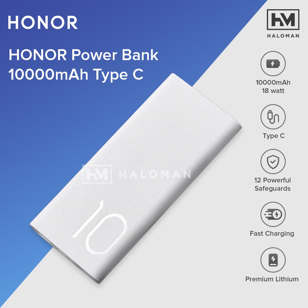 Jual HONOR Power Bank Quick Charge 10000mAh Type C Max 18 watt | Shopee ...