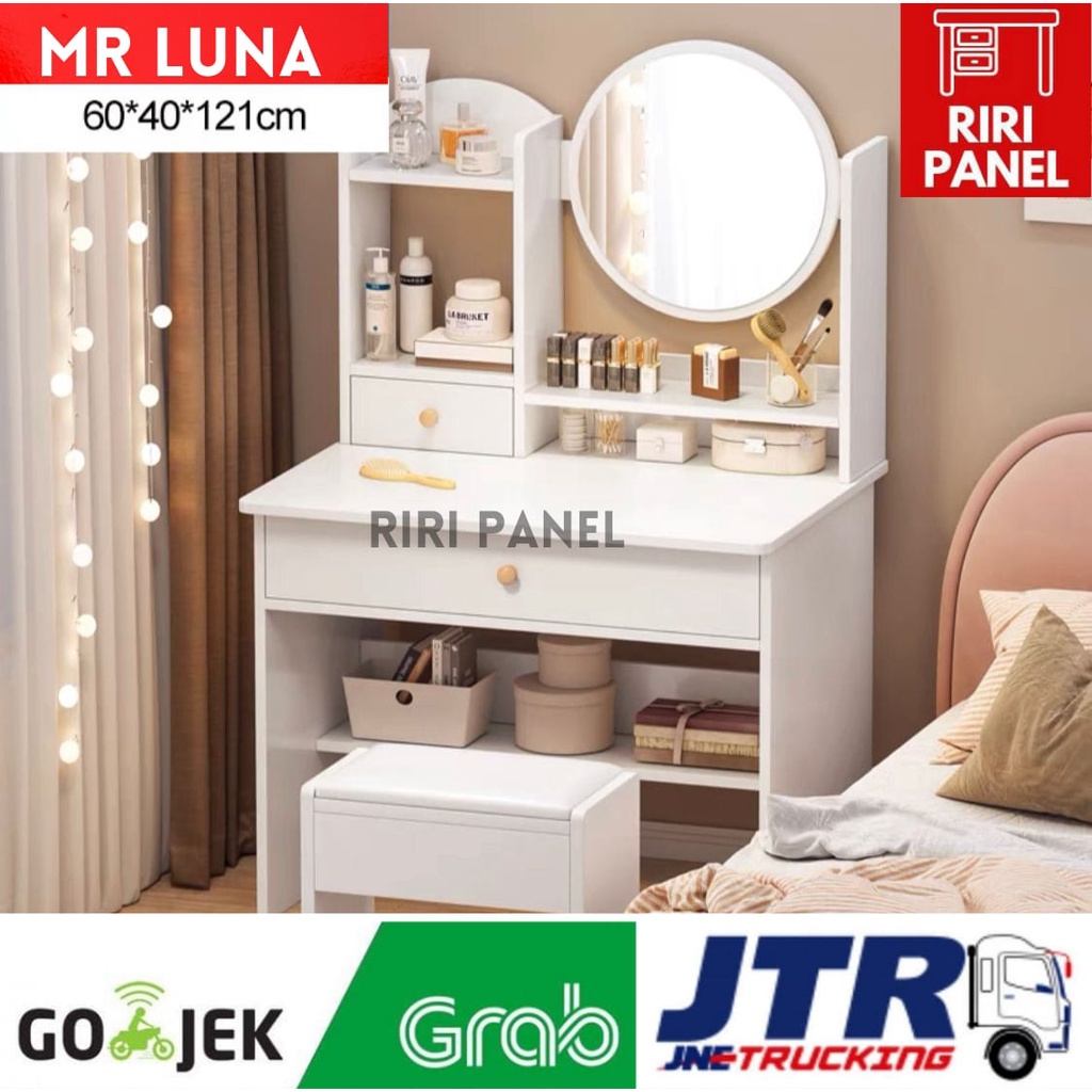 Jual RIRI LUNA Meja Rias Kaca Bulat Meja rias Putih Minimalis | Shopee ...
