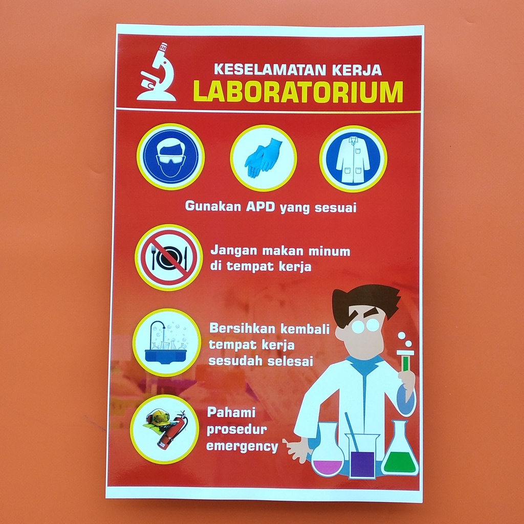 Jual Poster Edukasi - Keselamatan Kerja Laboratorium Merah | Poster K3 ...