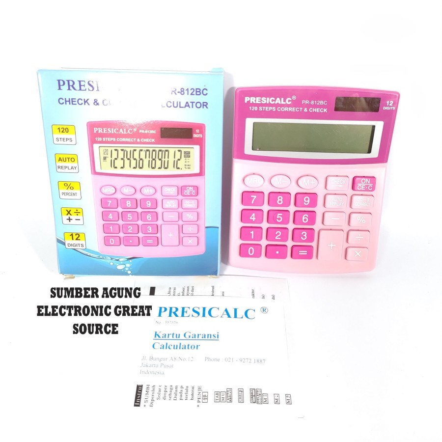 Jual Presicalc Kalkulator Anak Pink Jambon Pastel Lucu PR812BC 120Step ...