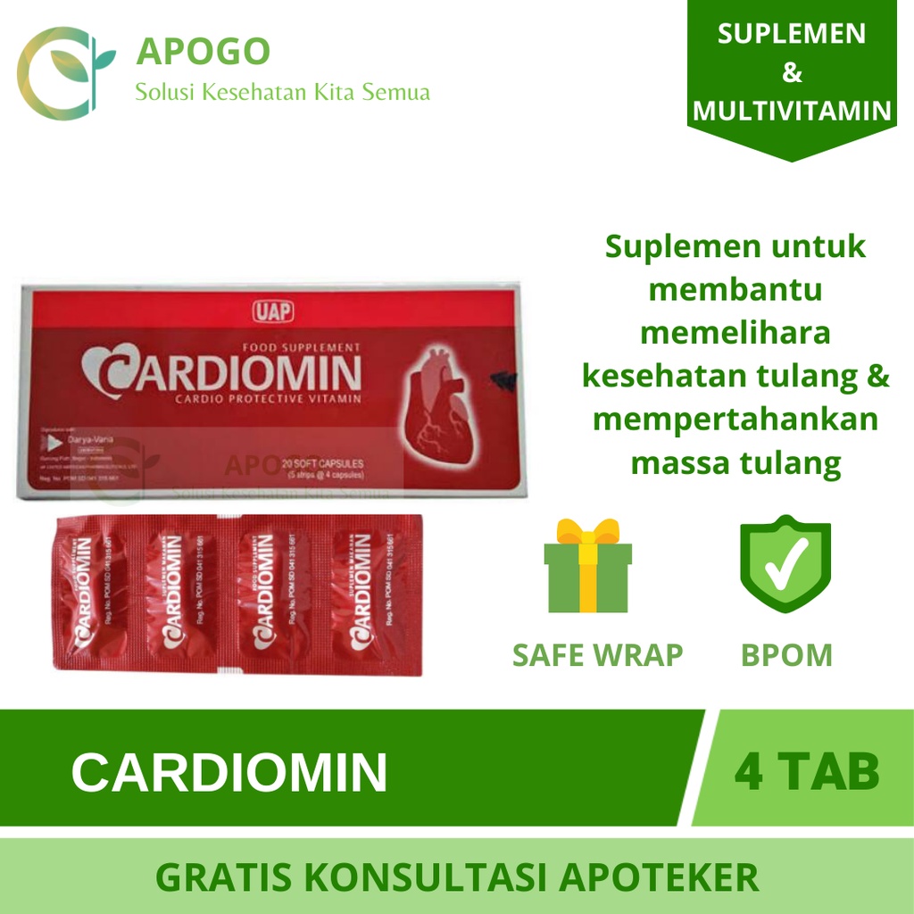 Jual CARDIOMIN SUPLEMEN JANTUNG 1 STRIP ISI 4 TABLET | Shopee Indonesia