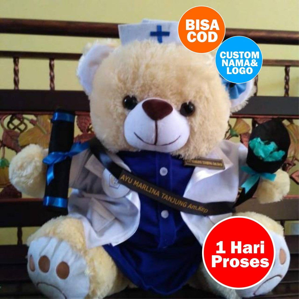Jual Boneka Teddy Bear Wisuda Perawat Suster ukuran Besar Kado Hadiah ...