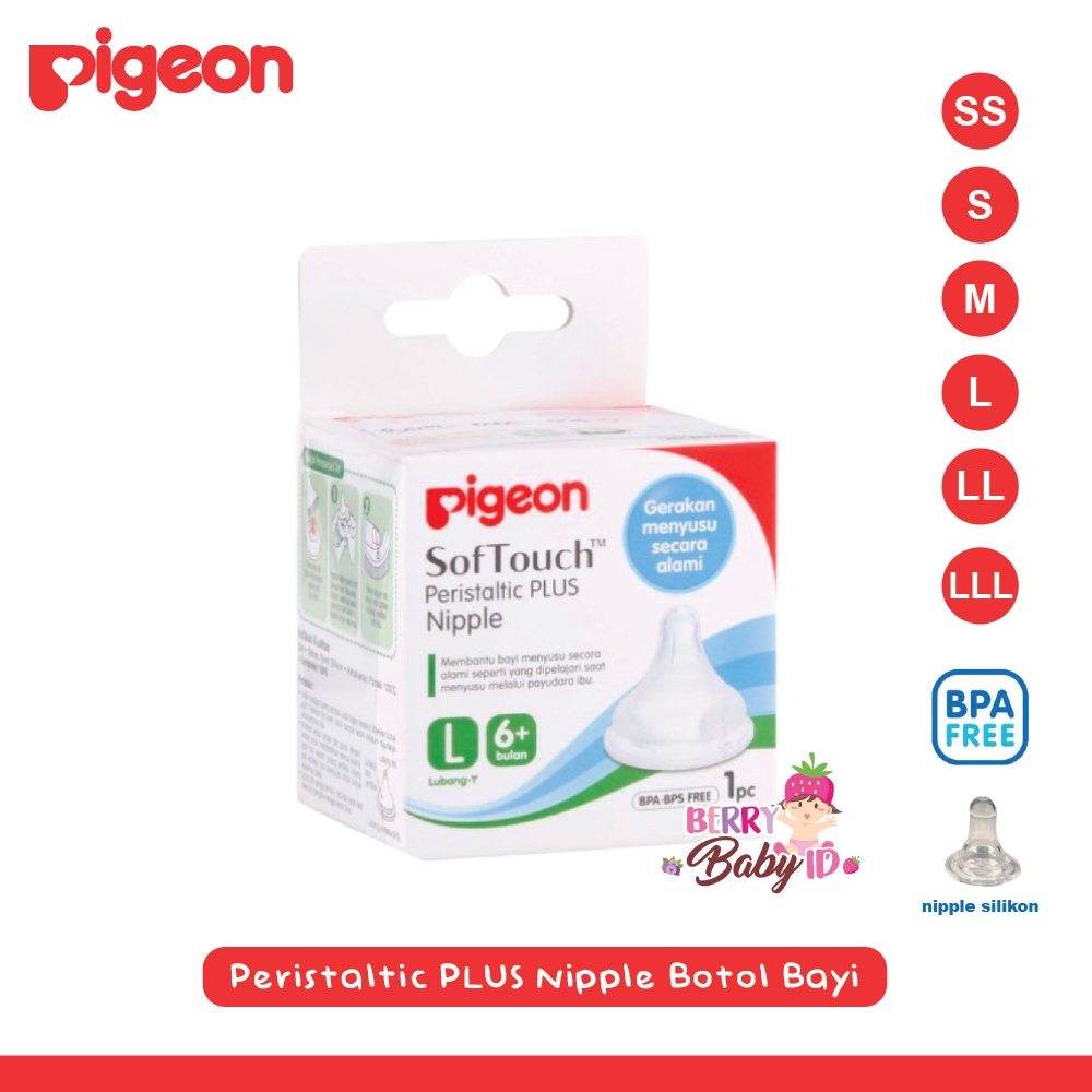 Jual BerryBaby - Pigeon Peristaltic Plus Wide Neck Nipple Dot Teat Botol Susu Bayi | Shopee ...
