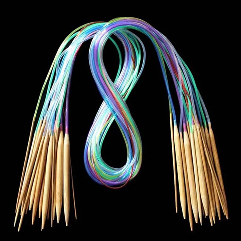 Jual circular knitting needle bambu/ jarum knit bambu multicolour tube ...