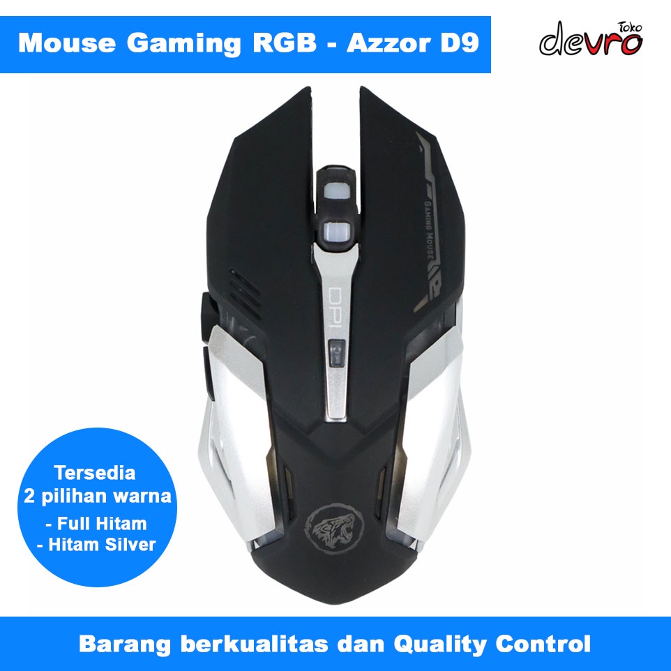 Jual Mouse Gaming Wireless RGB Light 7 Color 2000 DPI Rechargerable - AZZOR D9 | Shopee Indonesia