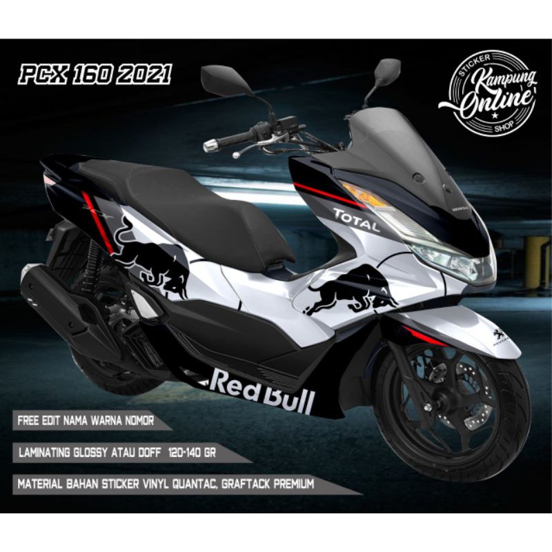 Jual Decal full body honda Pcx New 160 Putih variasi red bull | Shopee ...
