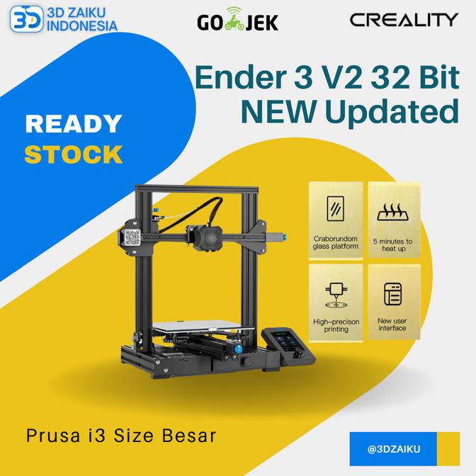 Jual Creality Ender 3 V2 32 Bit NEW Updated 3D Printer Prusa i3 Size ...