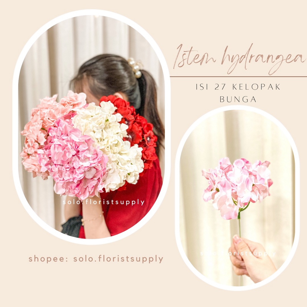 Jual 1 STEM Hydrangeas Artificial 1 Tangkai Bunga Plastik Buatan Hiasan ...