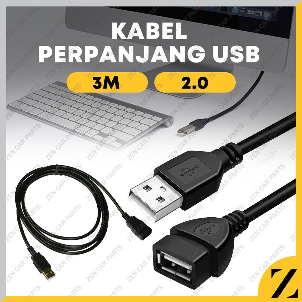 Jual Kabel USB Extension 3m 3 m 3 meter male to female perpanjang hitam ...
