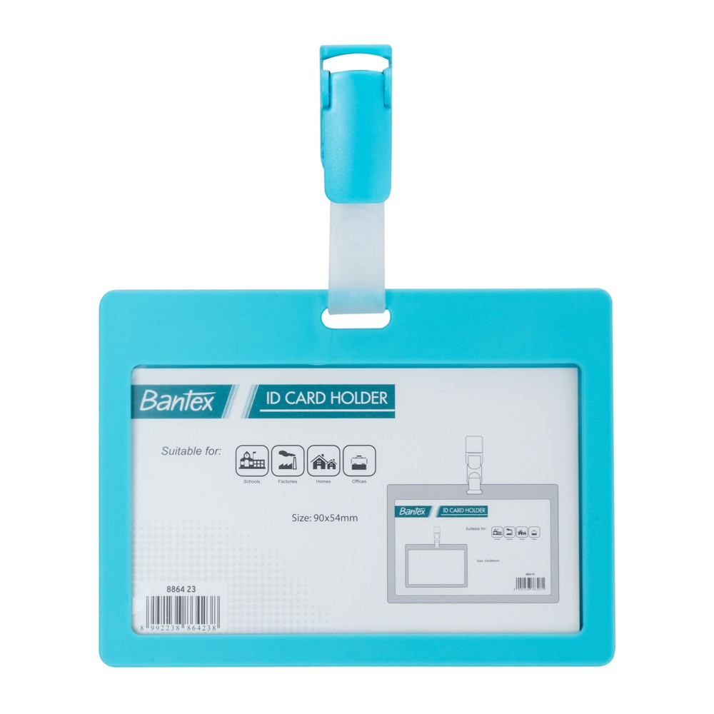 Jual Bantex ID Card Holder With Clip 90x54mm Landscape Sky Blue 8864 23 ...