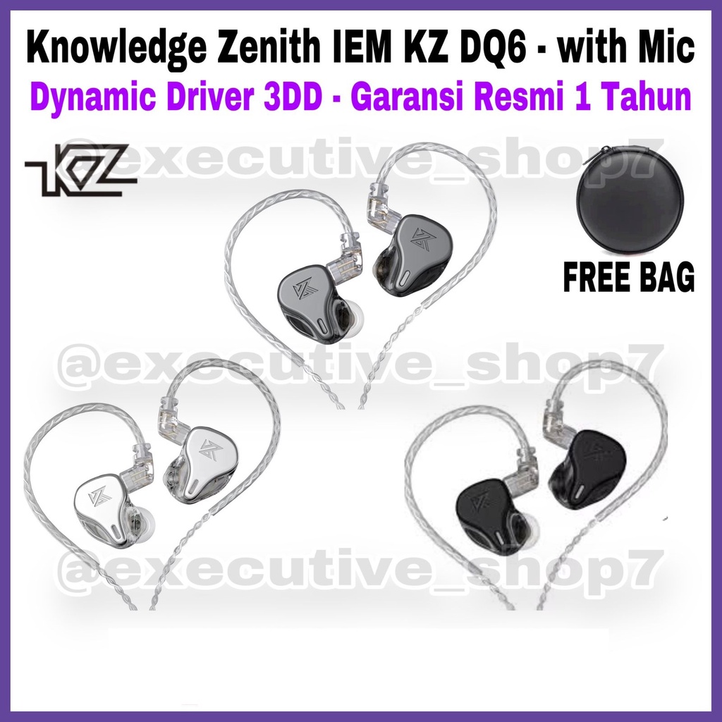 Jual Knowledge Zenith IEM KZ DQ6 - with Mic - Dynamic Driver 3DD - Garansi Resmi 1 Tahun ...