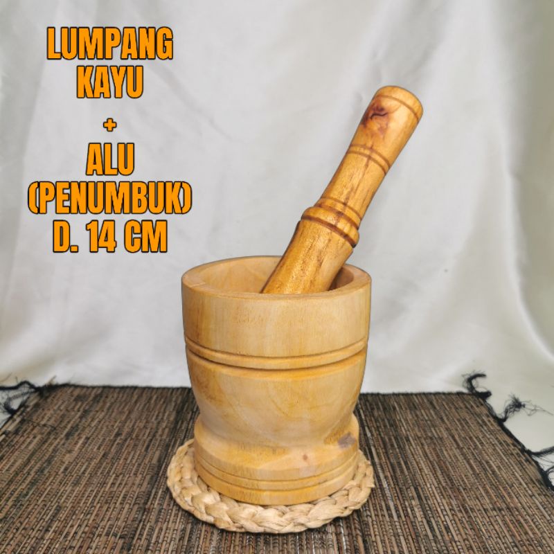 Jual Lumpang Kayu + Alu Penumbuk 14 cm | Shopee Indonesia