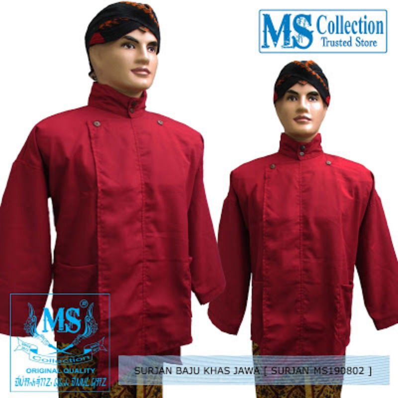 Jual Baju Surjan Khas Jawa Merah Polos | Shopee Indonesia