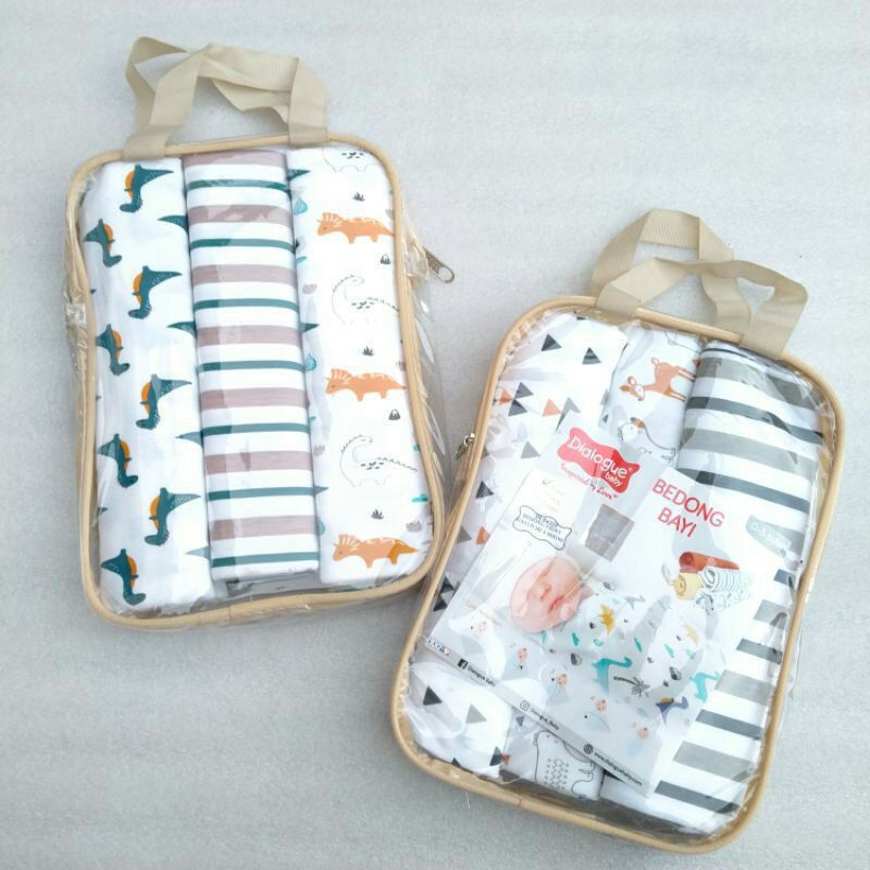 Jual 3 Pcs Bedong Bayi 90x100cm DIALOGUE Baby Blanket Gift Set Newborn ...